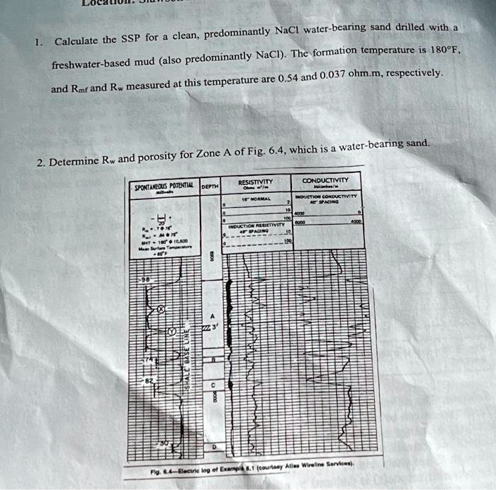 1. Calculate the SSP for a clean, predominantly NaCl water-bearing sand ...