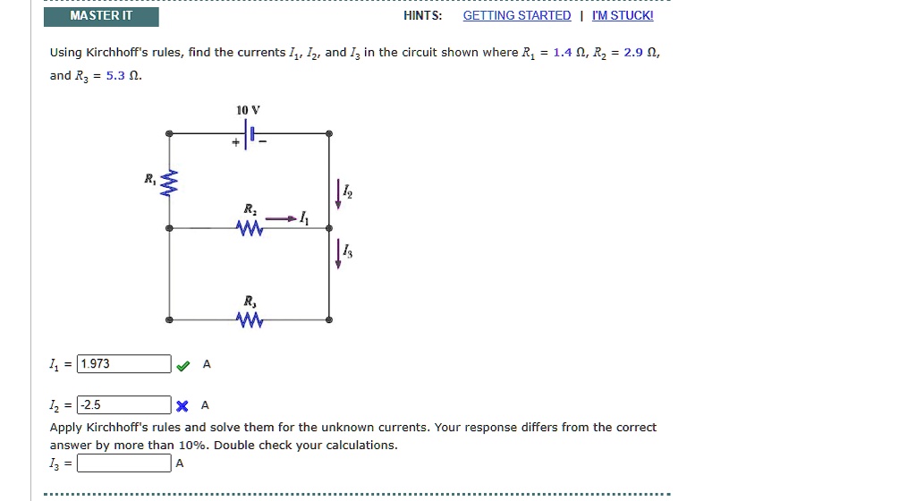 SOLVED: Texts: MASTER IT HINTS: GETTING STARTED, I'M STUCK! Using Kirchhoff's rules, find the ...