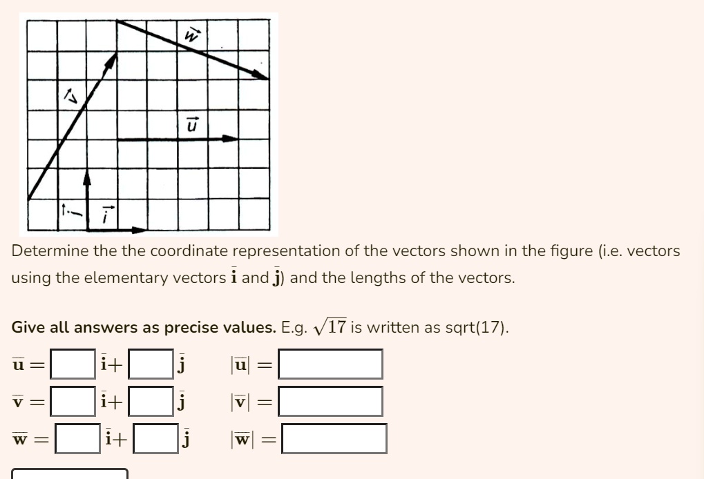 SOLVED: solve W u Determine the the coordinate representation of the vectors shown in the figure ...
