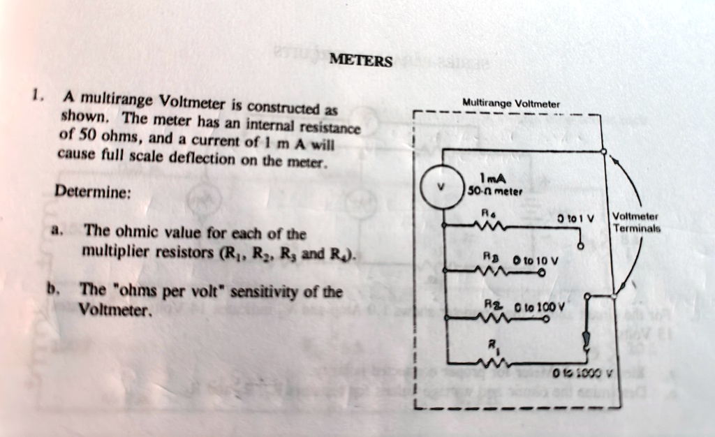 1 a multirange voltmeter is constructed as shown the meter has an ...