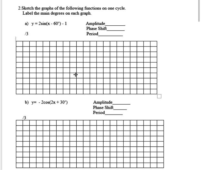 SOLVED: 2. Sketch the graphs of the following functions on one cycle. Label the main degrees on ...