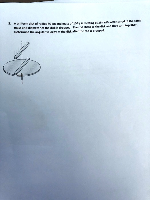 Determine the angular velocity of the disk after the rod is dropped.