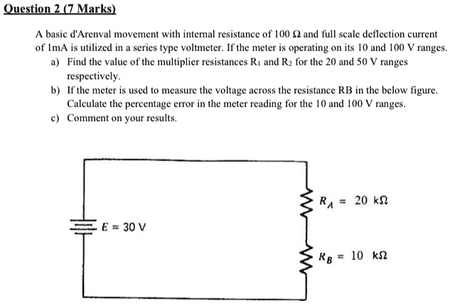 SOLVED: A basic d'Arenval movement with internal resistance of 100 Î ...
