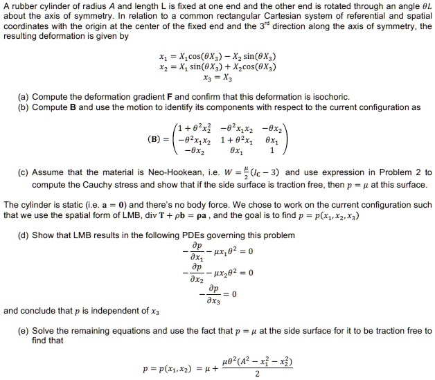 Rubber cylinder of radius and length L is fixed at on… - SolvedLib