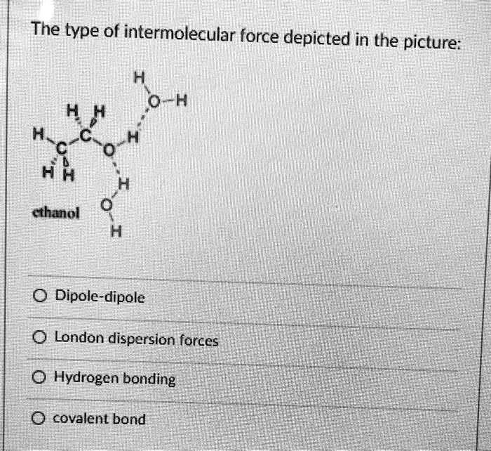 SOLVED: The type of intermolecular force depicted in the picture: H2O ...
