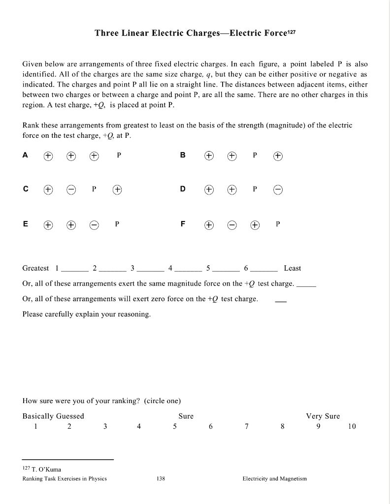 SOLVED: Given below are arrangements of three fixed electric charges in each figure. Each point ...