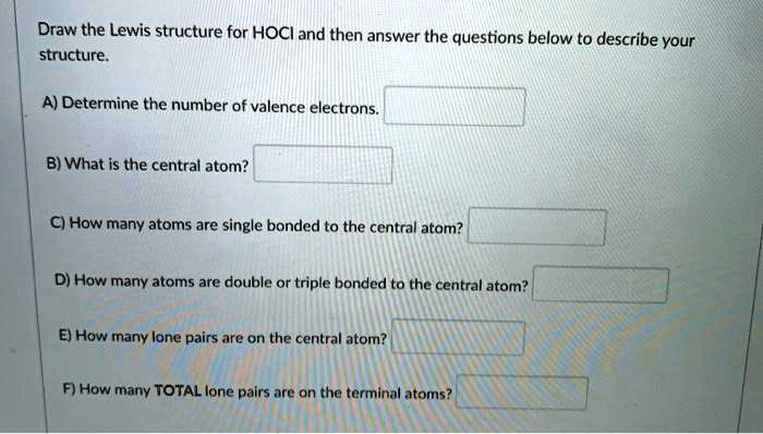 SOLVED: Draw the Lewis structure for HOCI and then answer the questions ...