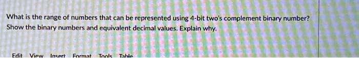 What Is The Range Of Numbers That Can Be Represented Using 4 Bit Twos Complement Binary Number