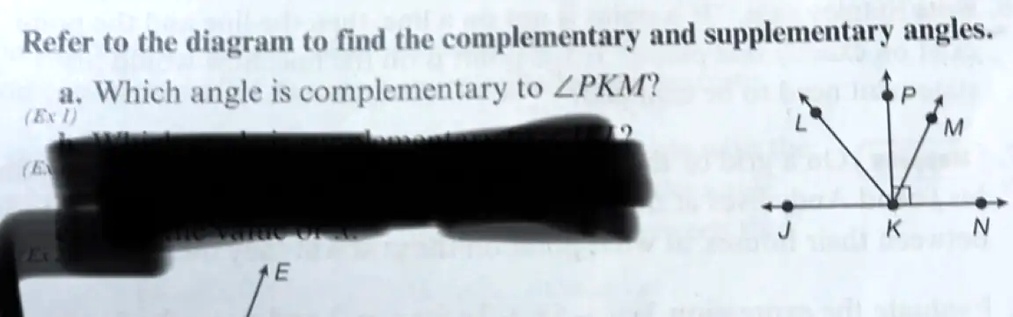 SOLVED: Refer to the diagram to find the complementary and supplementary angles. Which angle is ...
