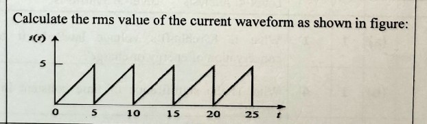 Calculate the rms value of the current waveform as shown in figure: