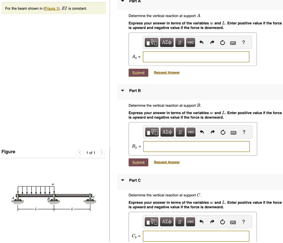 for the beam shown in figure 1 ei is constant figure 1 of 1 1 of 1 part b determine the vertical ...