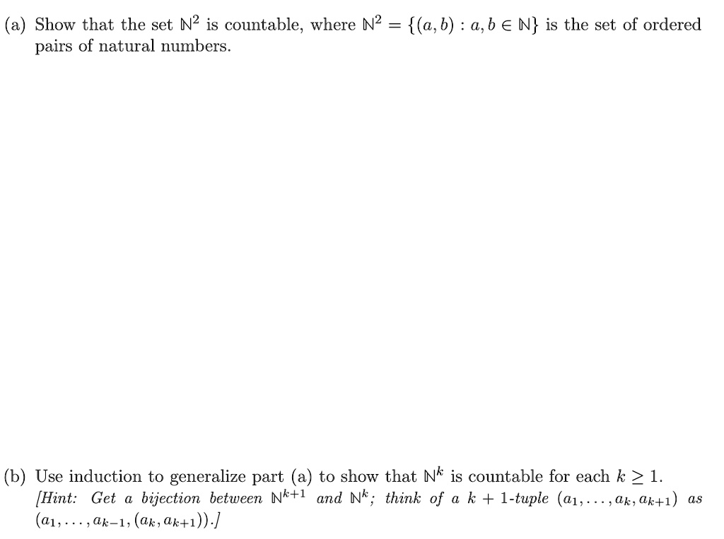 show that the set n2 is countable where n a6 b n is the set of ordered ...