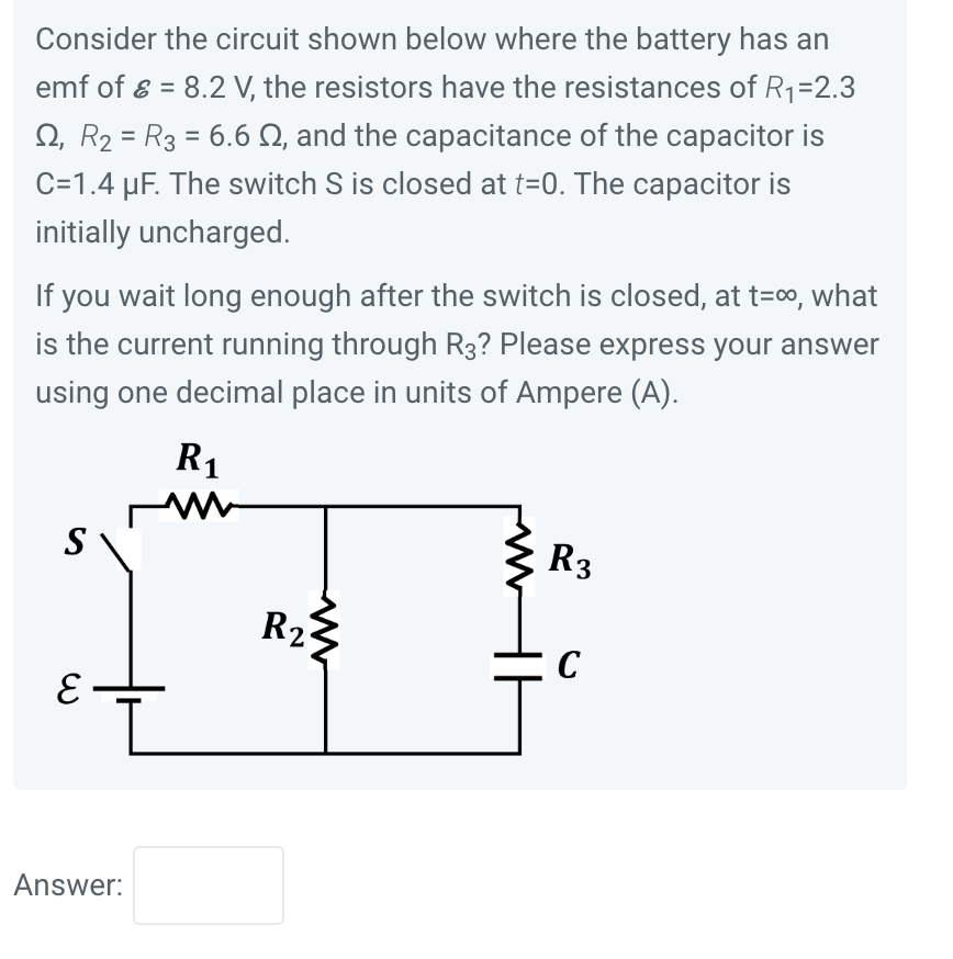 SOLVED: Consider the circuit shown below where the battery has an emf ...