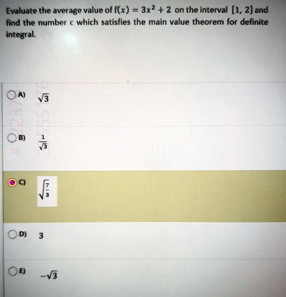 SOLVED: Evaluate the average value of f(x) = 3x2 + 2 on the interval [1 ...
