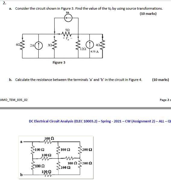SOLVED: Consider the circuit shown in Figure 3. Find the value of V by using source ...