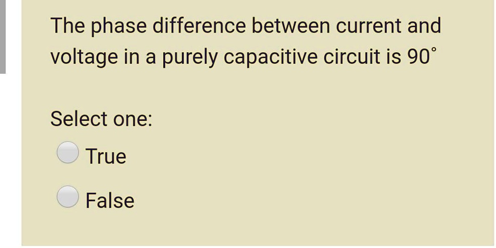 SOLVED: The phase difference between current and voltage in a purely ...
