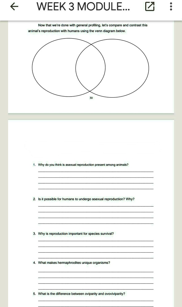 SOLVED: Answer the Venn diagram and 1-5 WEEK 3 MODULE Now that we're ...