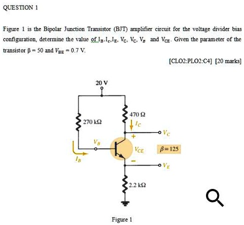 SOLVED: Figure 1 is the Bipolar Junction Transistor (BJT) amplifier circuit for the voltage ...