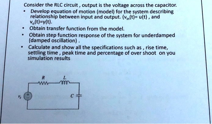Consider the RLC circuit, output is the voltage across the capacitor ...