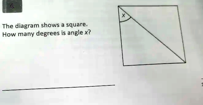 SOLVED: The diagram shows a square: How many degrees is angle x?