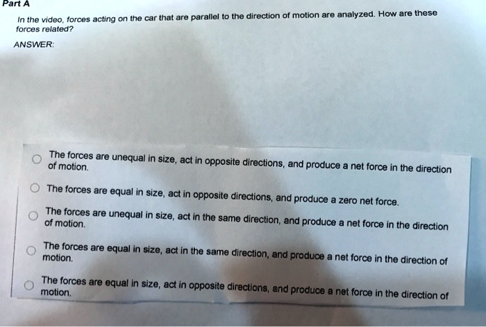 SOLVED: In the video, forces acting on the car that are parallel to the ...