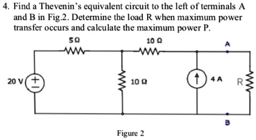 SOLVED: Find the Thevenin's equivalent circuit to the left of terminals A and B in Fig. 2 ...