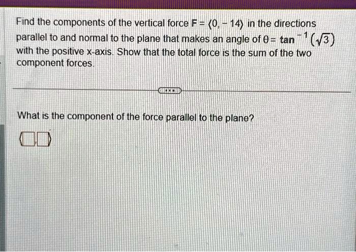SOLVED: Texts: and the force perpendicular Find the components of the ...