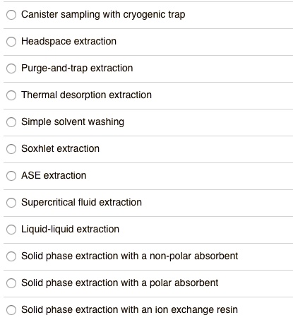 Canister sampling with cryogenic trap Headspace extraction Purge-and ...