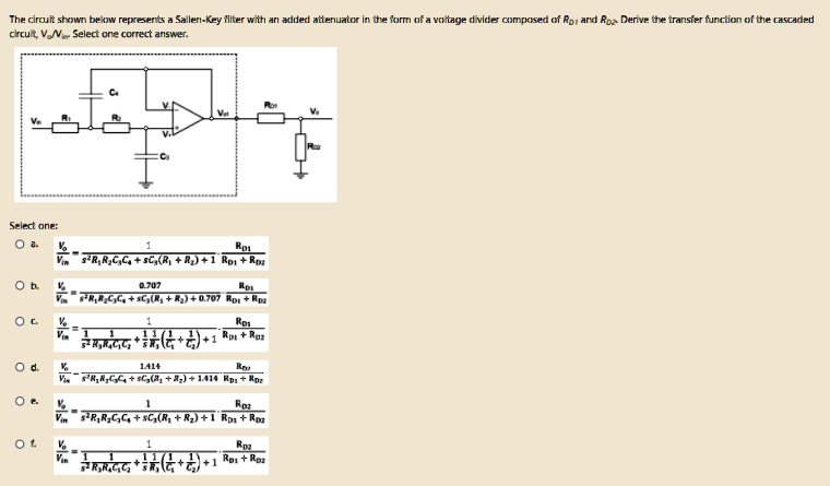 SOLVED: The circuit shown below represents a Sallen-Key filter with an added attenuator in the ...