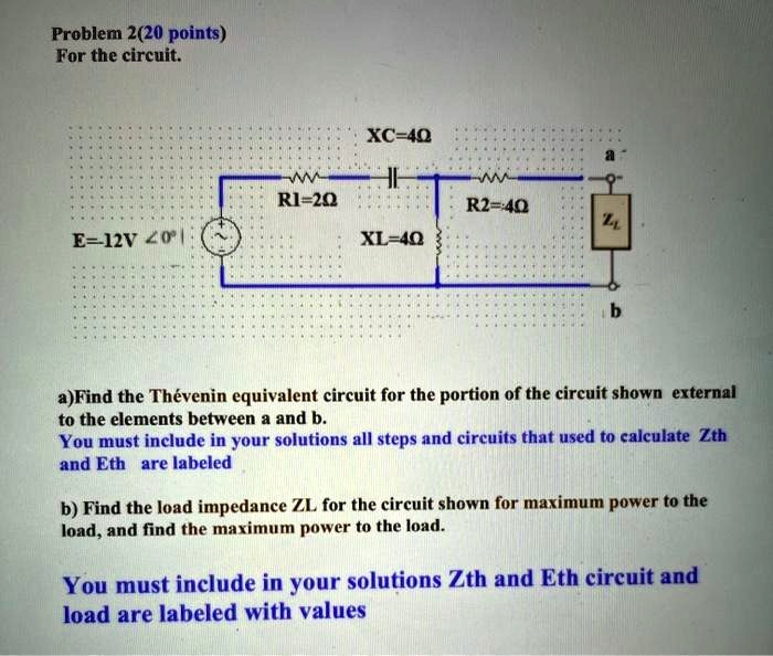 SOLVED: please answer fast Problem 2(20 points) For the circuit. XC=40 Rl=20 R2=40 E=12V0 XL=4 ...
