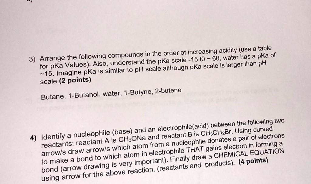 SOLVED: In the order of increasing acidity (use a table 3), arrange the ...