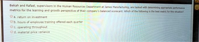SOLVED: Bekah and Rafael, supervisors in the Human Resources Department ... SOLVED: Bekah and Rafael, supervisors in the Human Resources Department ...