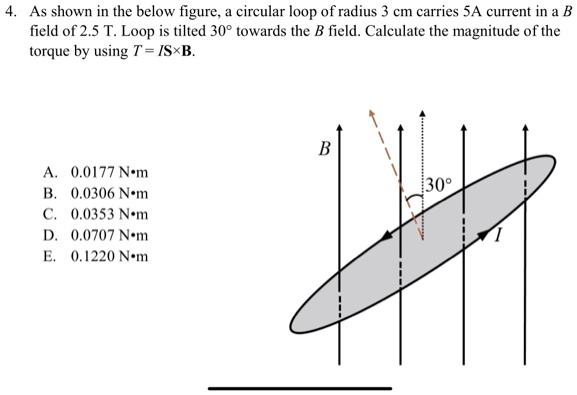 SOLVED: As shown in the figure below, a circular loop of radius 3 cm carries a 5A current in a ...