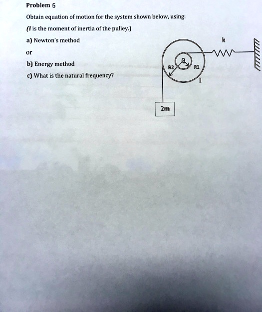 Problem 5 Obtain equation of motion for the system shown below, using: (I is the moment of ...