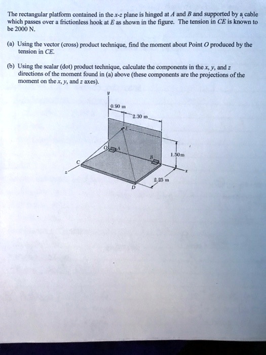 SOLVED: The rectangular platform contained in the x-z plane is hinged at A and B and supported ...