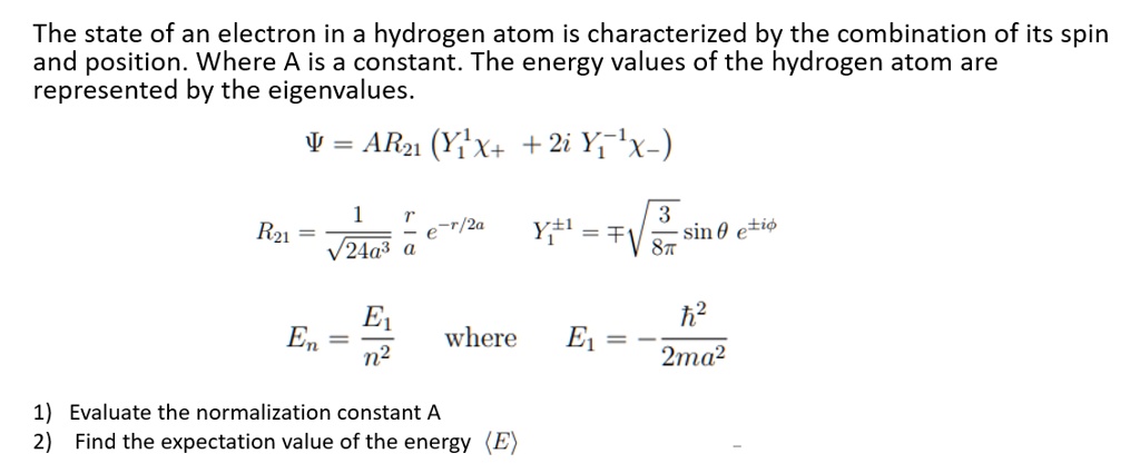 Solved The State Of An Electron In A Hydrogen Atom Is Characterized By