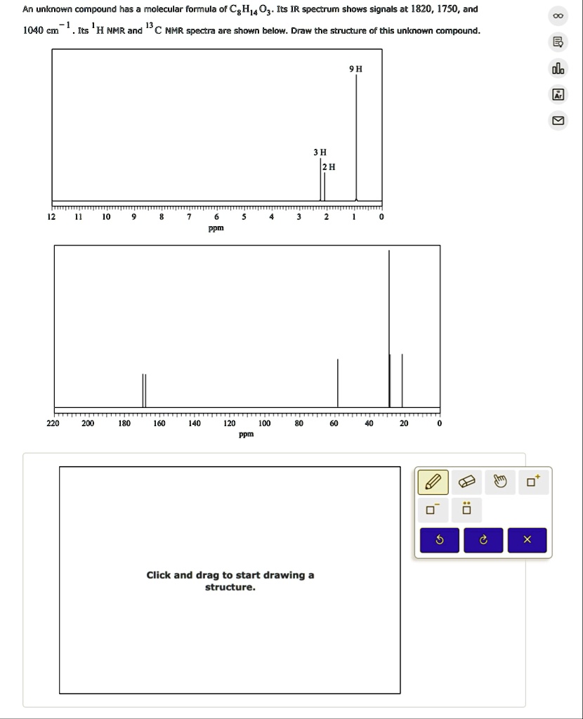 an unknown compound has a molecular formula of c8h14o3 its ir spectrum ...