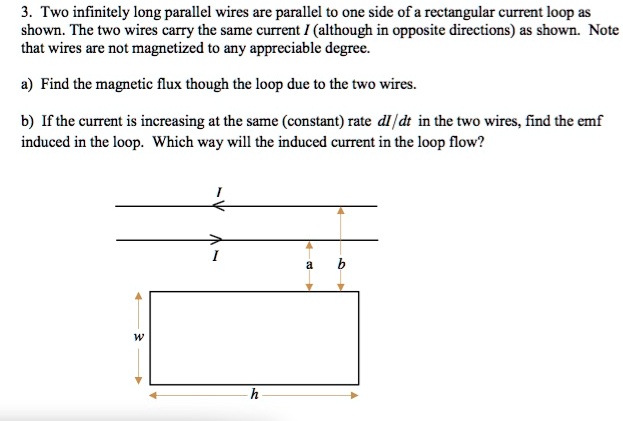 SOLVED: 3. Two infinitely long parallel wires are parallel to one side of a rectangular current ...
