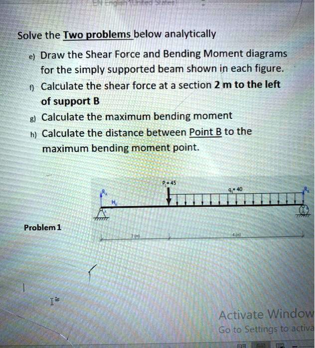 SOLVED: Solve the two problems below analytically. Draw the Shear Force and Bending Moment ...