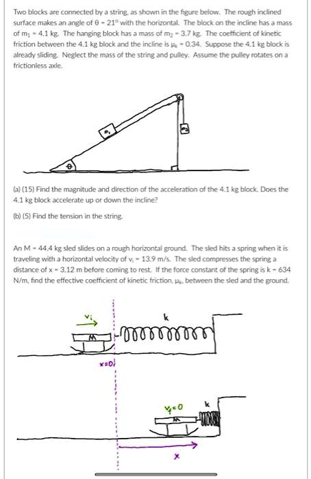 SOLVED: Two blocks are connected by a string, as shown in the figure below. The rough inclined ...