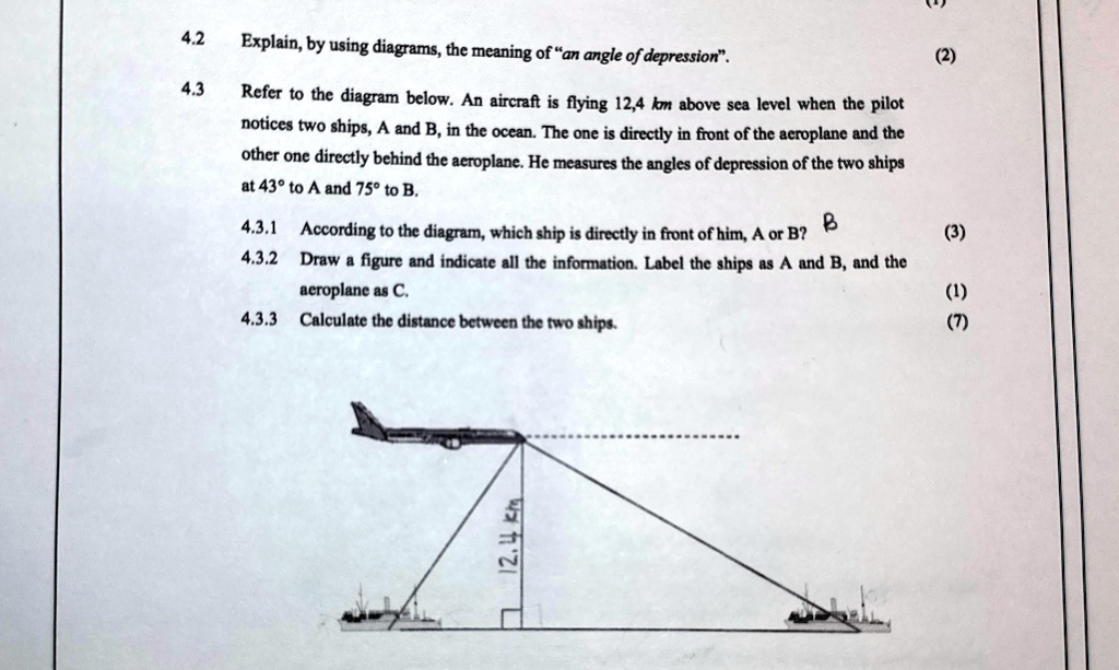 42 explain by using diagrams the meaning of an angle of depression 43 ...