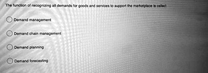 The function of recognizing all demands for goods and...