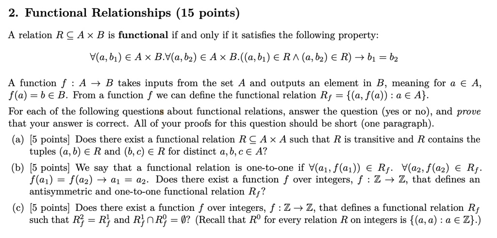 Solved 2 Functional Relationships 15 Points A Relation R C Ax B Is 5767