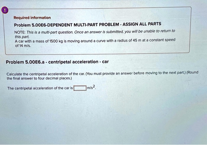 SOLVED: Required information Problem 5.00E6-DEPENDENT MULTI-PART ...