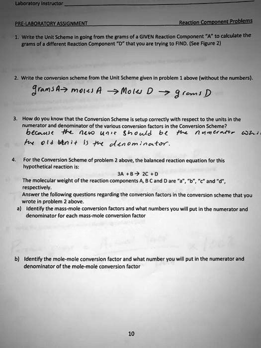 SOLVED: Uabaratony Hnduct PRE LABORATOBY ASSIGNMENT Readtlon Component ...
