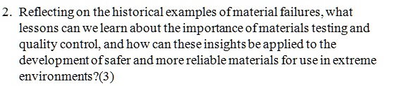 SOLVED: Reflecting on the historical examples of material failures ...