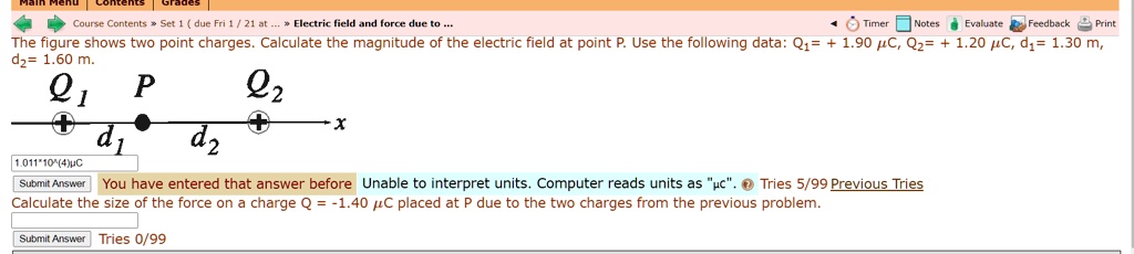 SOLVED: The figure shows two point charges. Calculate the magnitude of the electric field at ...