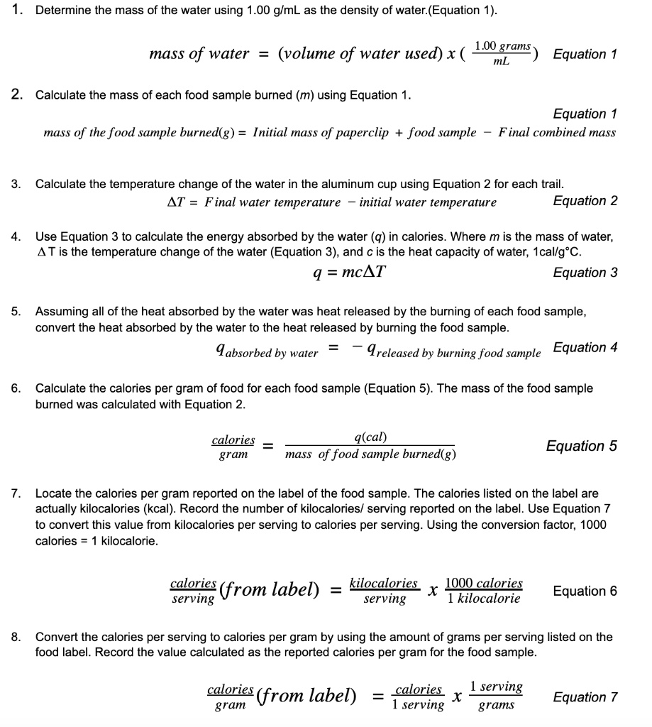 SOLVED:Determine the mass of the water using 1.00 glmL as the density ...
