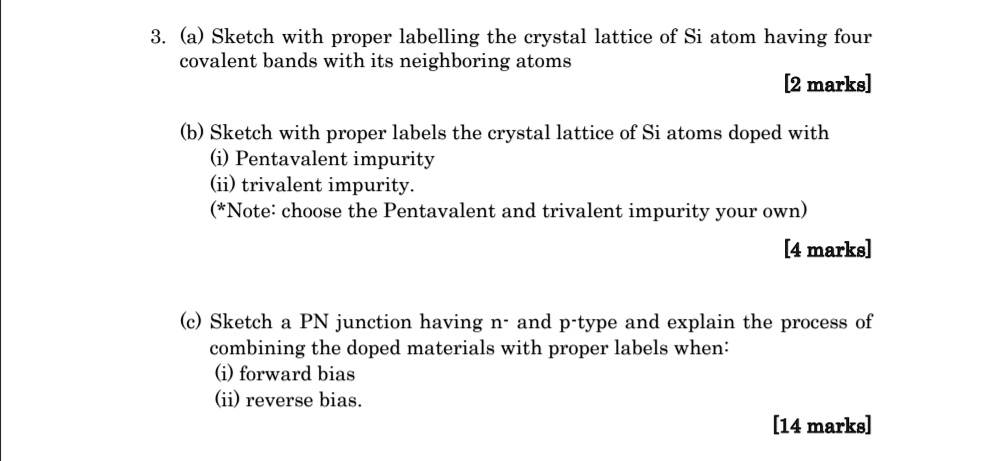 3. (a) Sketch with proper labelling the crystal lattice of Si atom ...