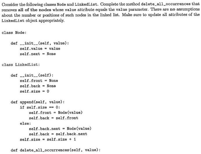 Video Solution Consider The Following Classes Node And Linkedlist Complete The Method